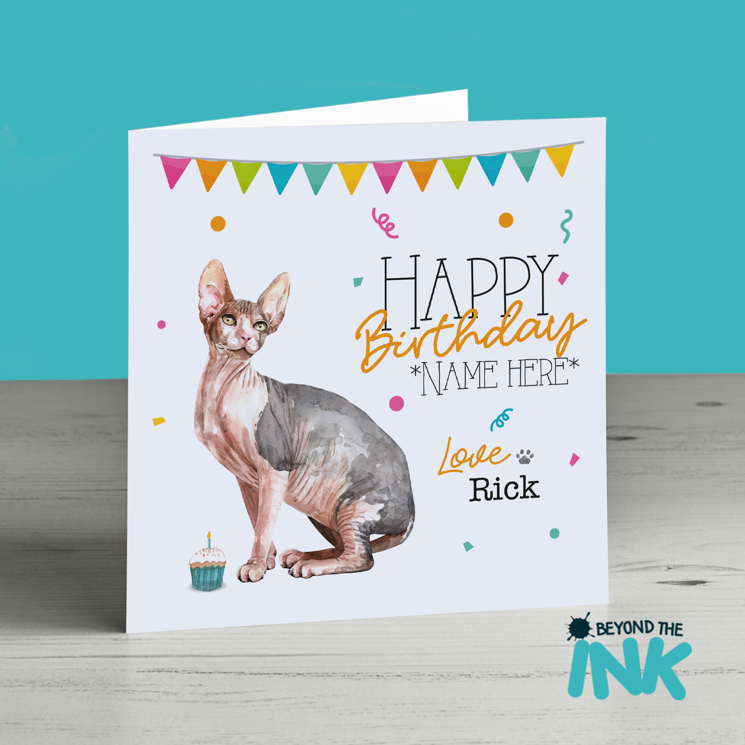Personalised Sphynx Birthday Card From The Cat | Beyond The Ink